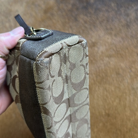 Coach | Bags | Coach Signature Small Cosmetic Bag Brown And Tan Makeup ...